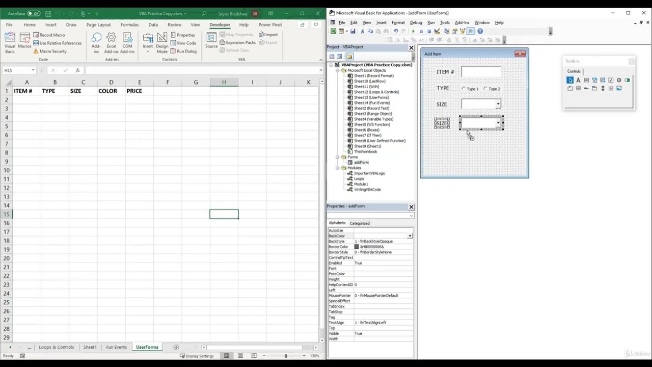 Adding Controls to UserForms - YouTube