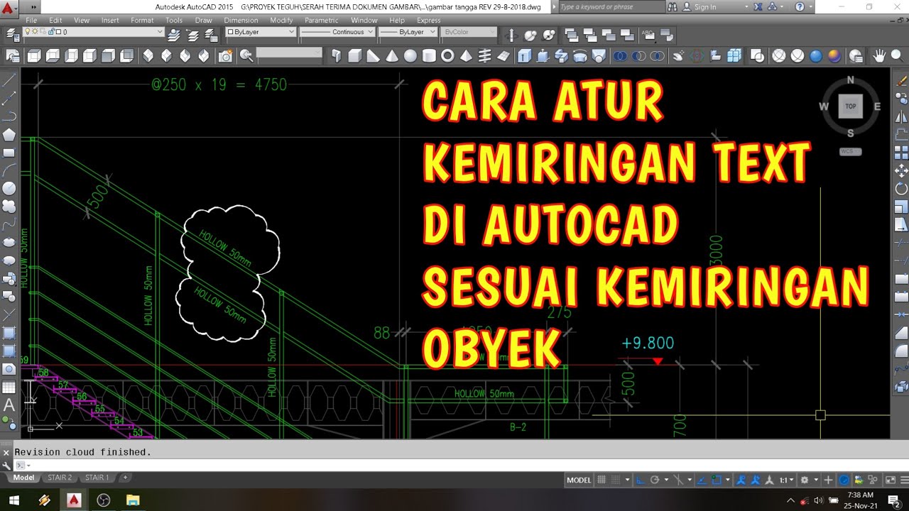 Rotate text di Autocad sesuai obyek lain - YouTube
