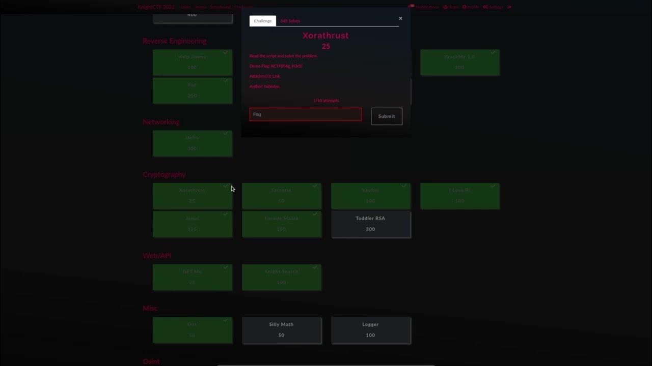 Knight CTF 2023 - Xorathrust - YouTube
