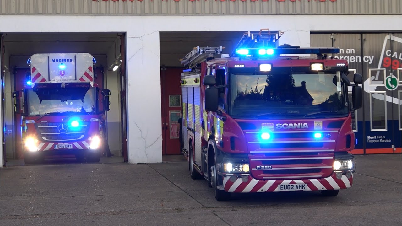 Kent Fire And Rescue Service *60R3* *60A1* Turnout To Person On ...