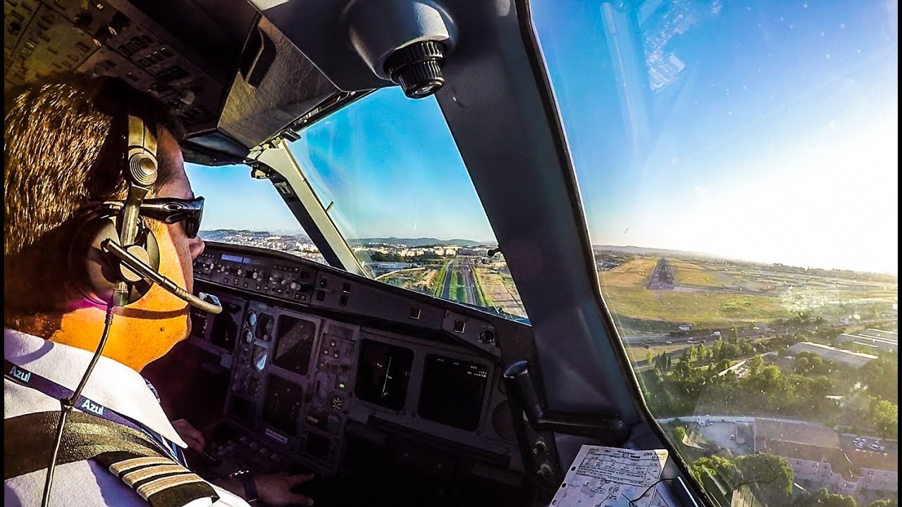 TURBULENT Airbus A330 COCKPIT Landing at Lisbon - YouTube