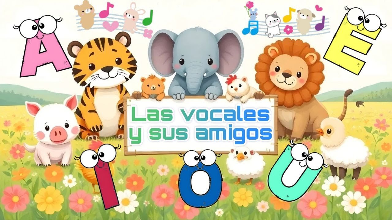 Las vocales y sus amigos los animales, canción para niños - YouTube