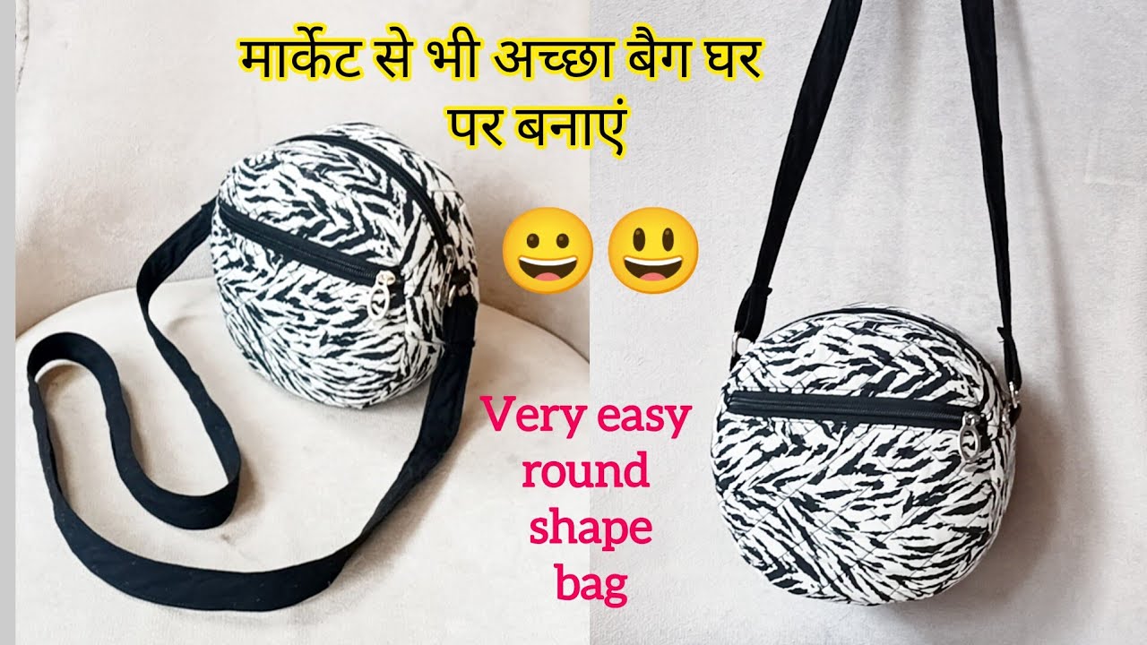 Very easy round shape multi pockets sling bag with ziper - cutting ...