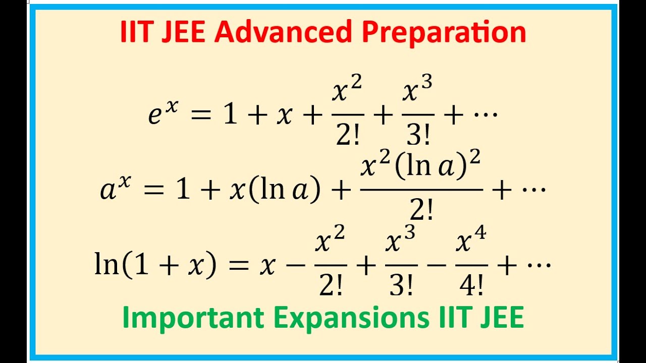 IIT JEE Advanced Prep Limits With Expansion Series For Exponential And
