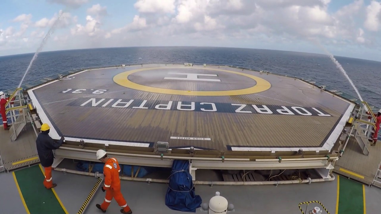 Topaz Captain - helideck produced foam test - YouTube