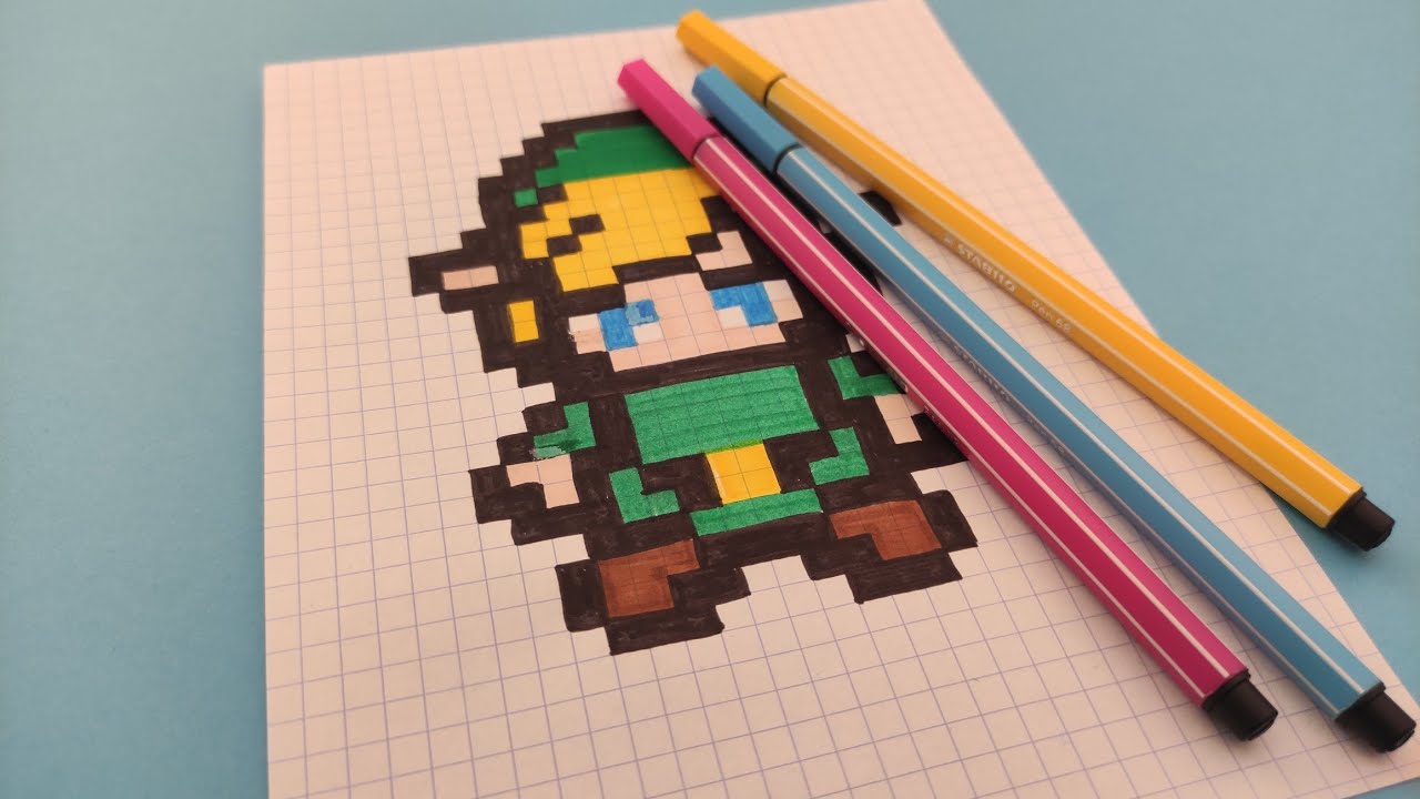 PIXEL ART - Comment dessiner Link de Légende of Zelda - How to draw Link - YouTube