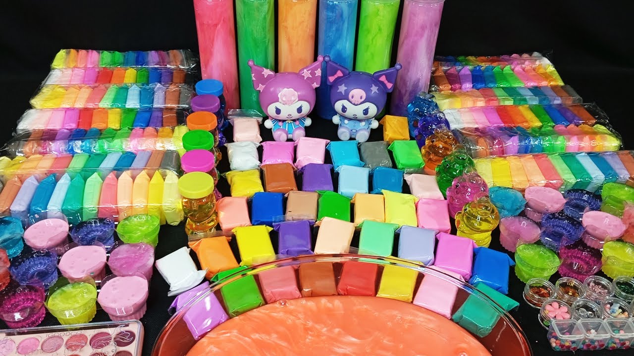 Random ASMR Slime Mix 🌈 hello kitty vs Glitter Slime vs air plastik ...