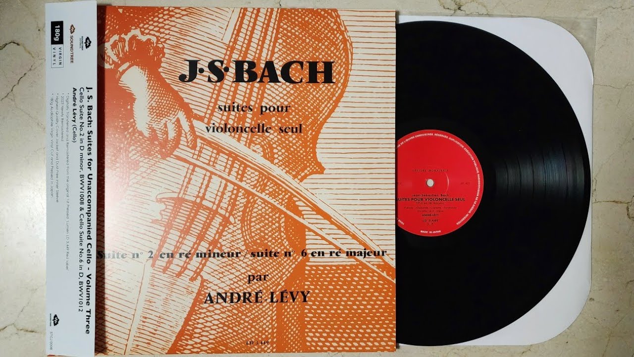 [LP, mono] ANDRÉ LÉVY (앙드레 레비), BACH Cello Suite No.6 in D, BWV 1012 ...