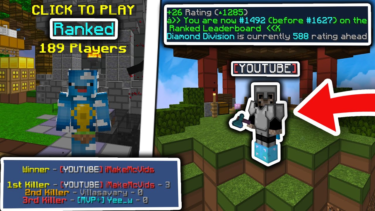 Minecraft HCF Player Plays Hypixel Ranked Skywars! - YouTube