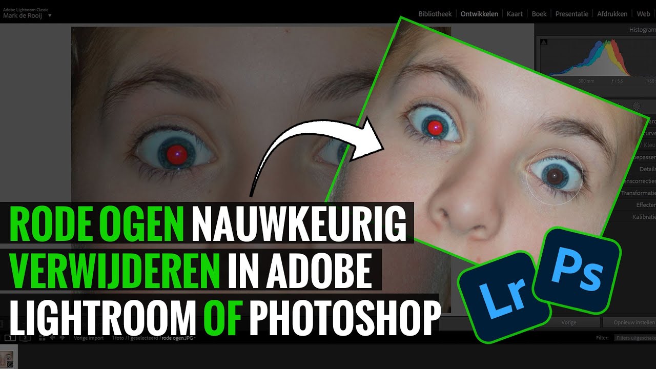 Rode ogen verwijderen in Adobe Lightroom of Camera RAW van Photoshop ...