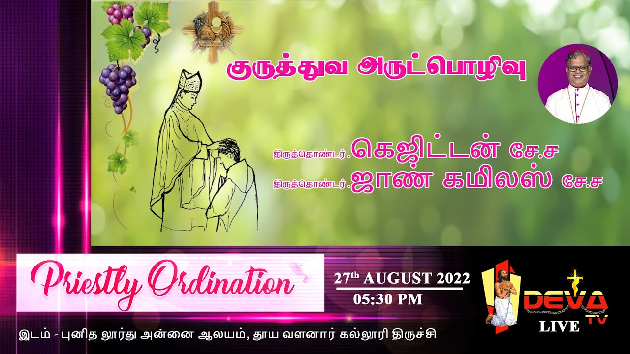 குருத்துவ அருட்பொழிவு நேரலை | திருச்சி தூய வளனார் கல்லூரி | DEVA TV LIVE - YouTube