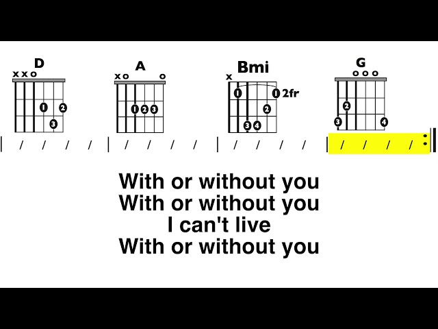 With Or Without You Guitar Chords