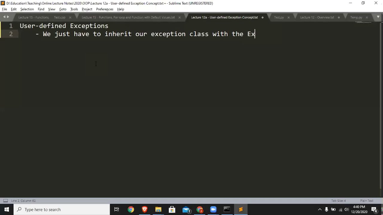 Lecture 12a - User defined Exception Concept - YouTube