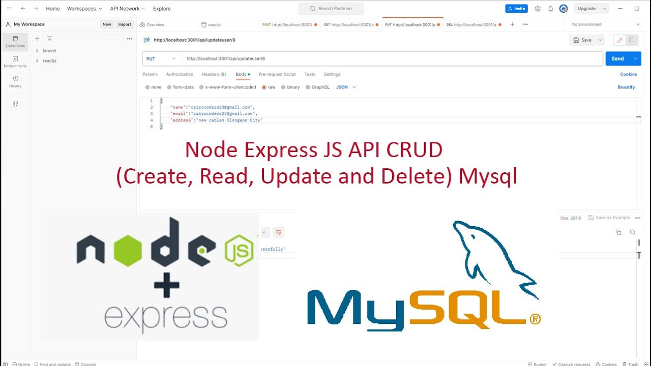 Node Express Js Api Crud Create Read Update And Delete Mysql Youtube 2902