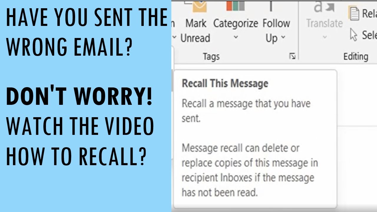 How to Recall or replace an email message that you sent | Outlook - YouTube