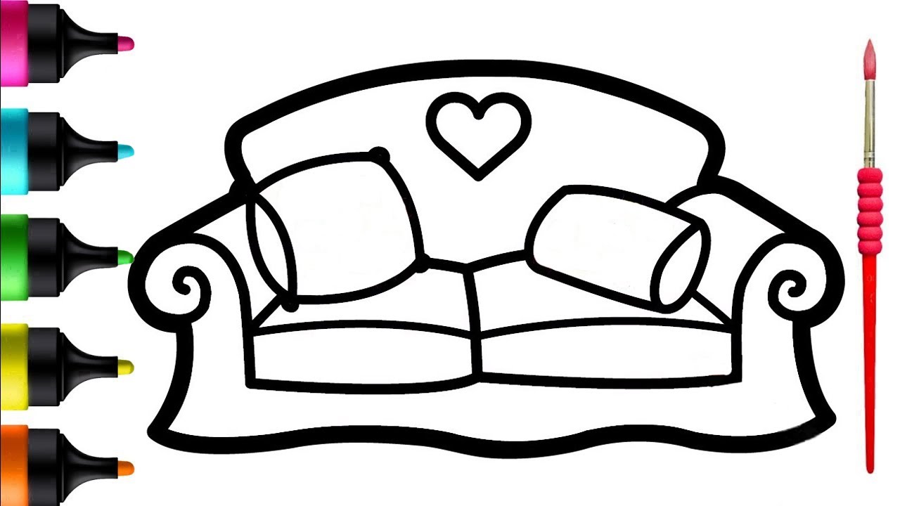 Family Sofa Drawing, Painting and Coloring for Kids, Toddlers | Let's ...