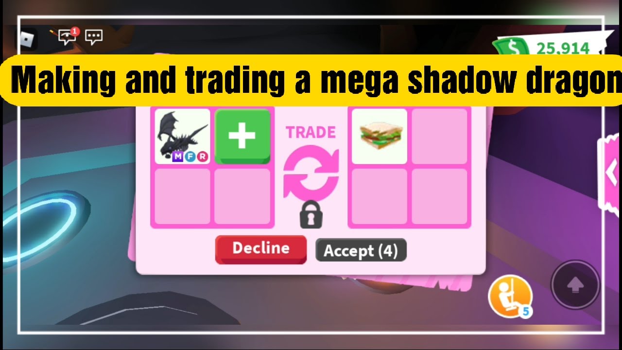 I made a MEGA SHADOW DRAGON in roblox adopt me and traded it for a ...