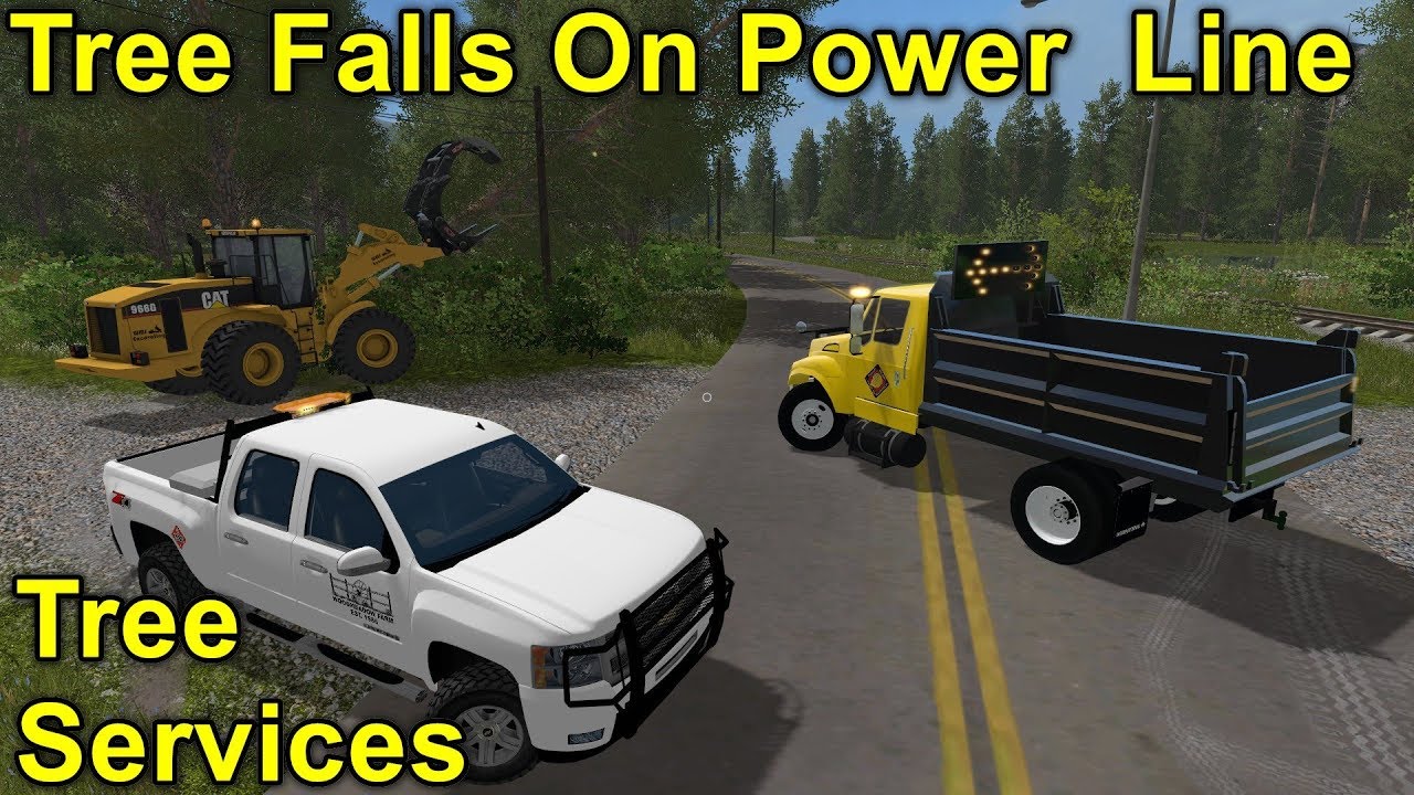 Farming Simulator 17 #16 Public Works Removing Fallen Tree From Power ...