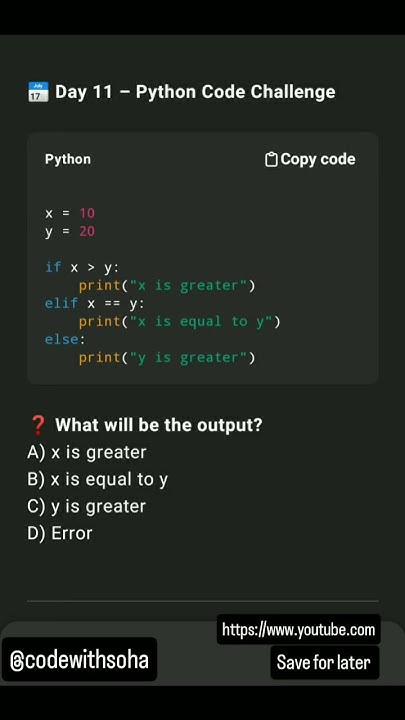 Day 11 Python Coding Challange Comments your answers below #viralreels #quizzes - YouTube