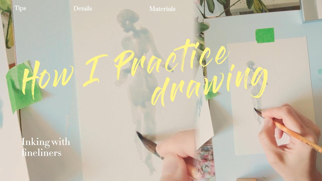 Inking with brush and Fineliner Tips. How I draw n enjoy. a relax fun way to practice art # ...