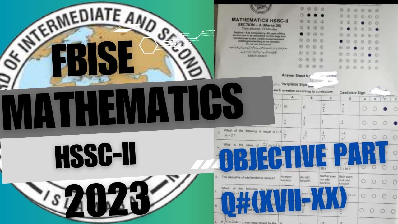 Federal Board HSSC-II Math| Annual Exam 2023| Section A|Q#17,18,19,20 ...