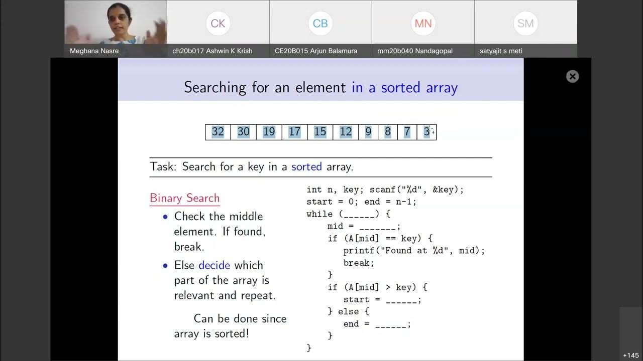 17 CS1100 Introduction to programming Lec 17 Searching in a sorted array, Selection sort - YouTube