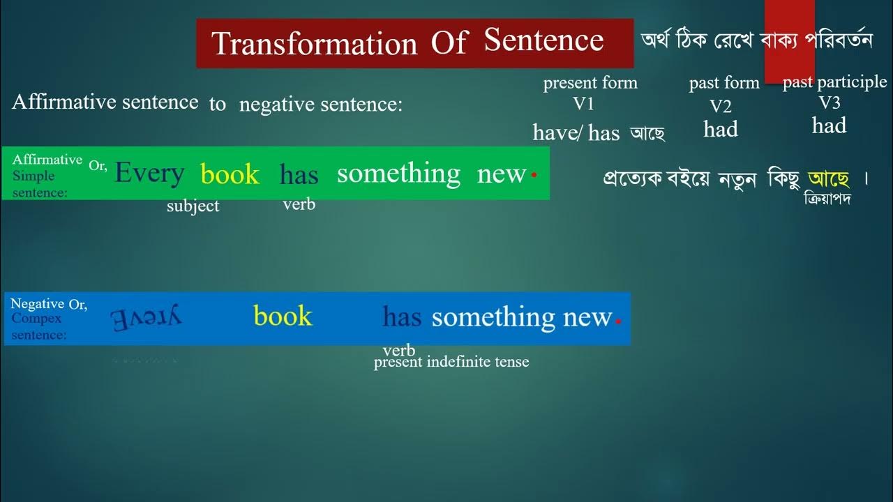 Affirmative Sentence to Negative Sentence transformation - YouTube