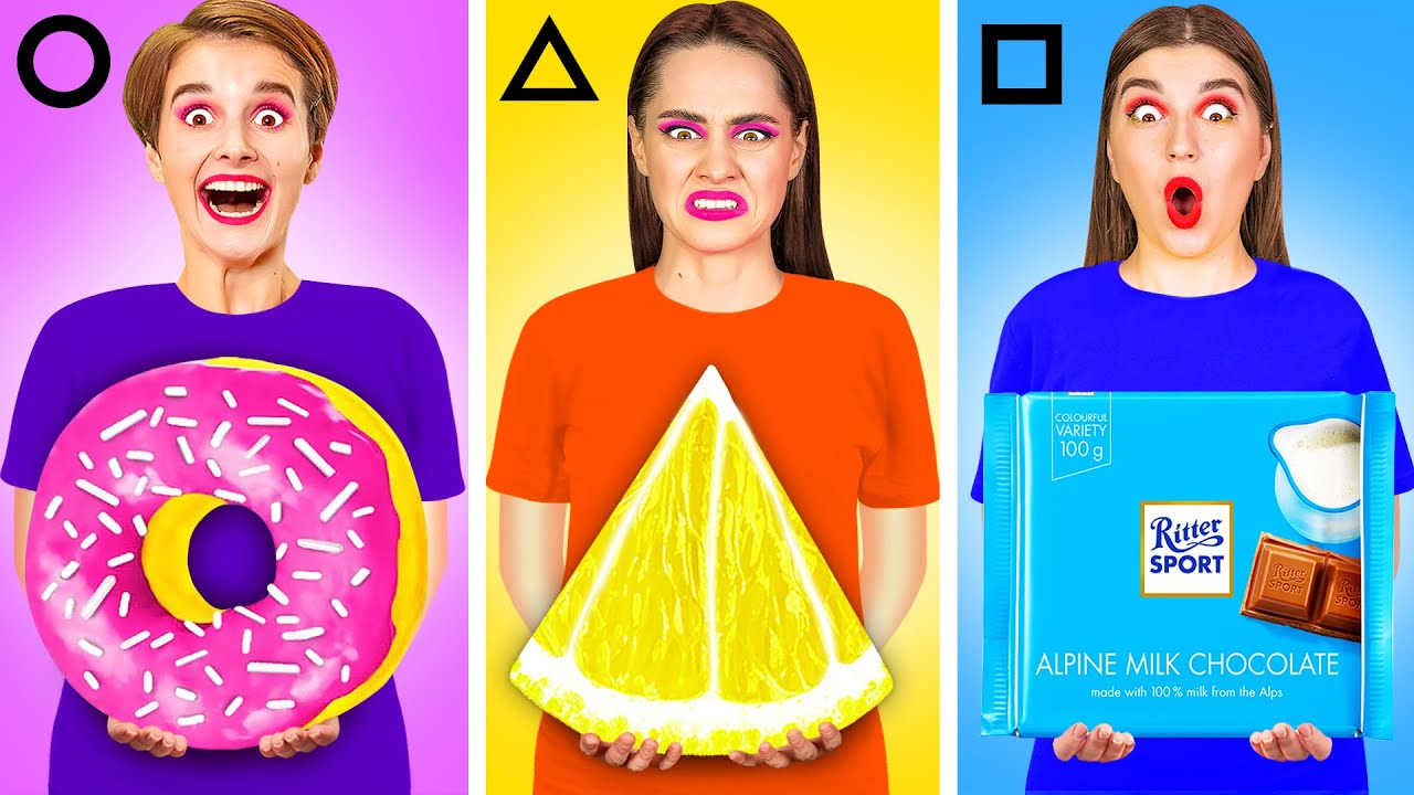 Geometric Shape Food Challenge #1 | Eating Only One Shape by DaRaDa ...