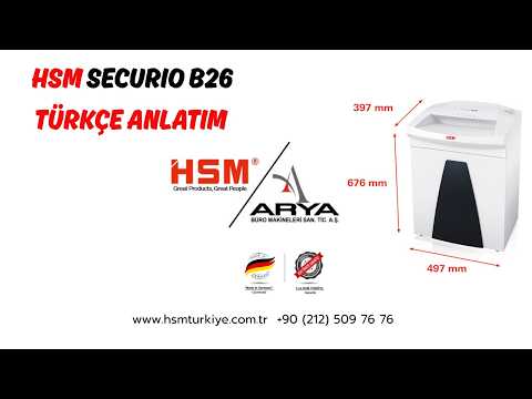 HSM SECURIO B26 | P-7 En Yüksek Güvenlik Seviyeli Evrak İmha Makinesi — 1 x 5 mm 0212 509 76 76