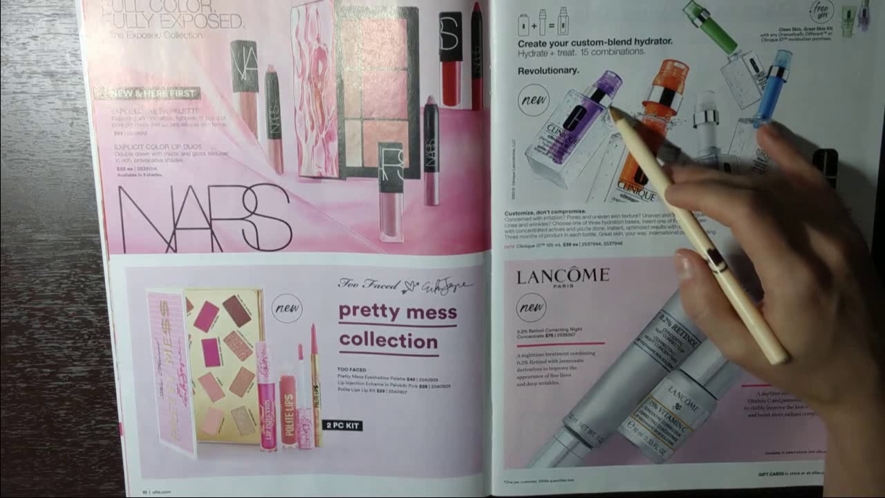 ASMR Ulta Magazine Page Flip with Tracing, Soft Spoken, Slow Pace - YouTube