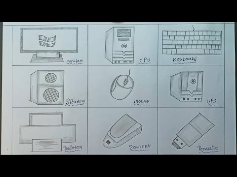 Computer parts drawing / computer chart drawing / Rajdeep drawing club ...