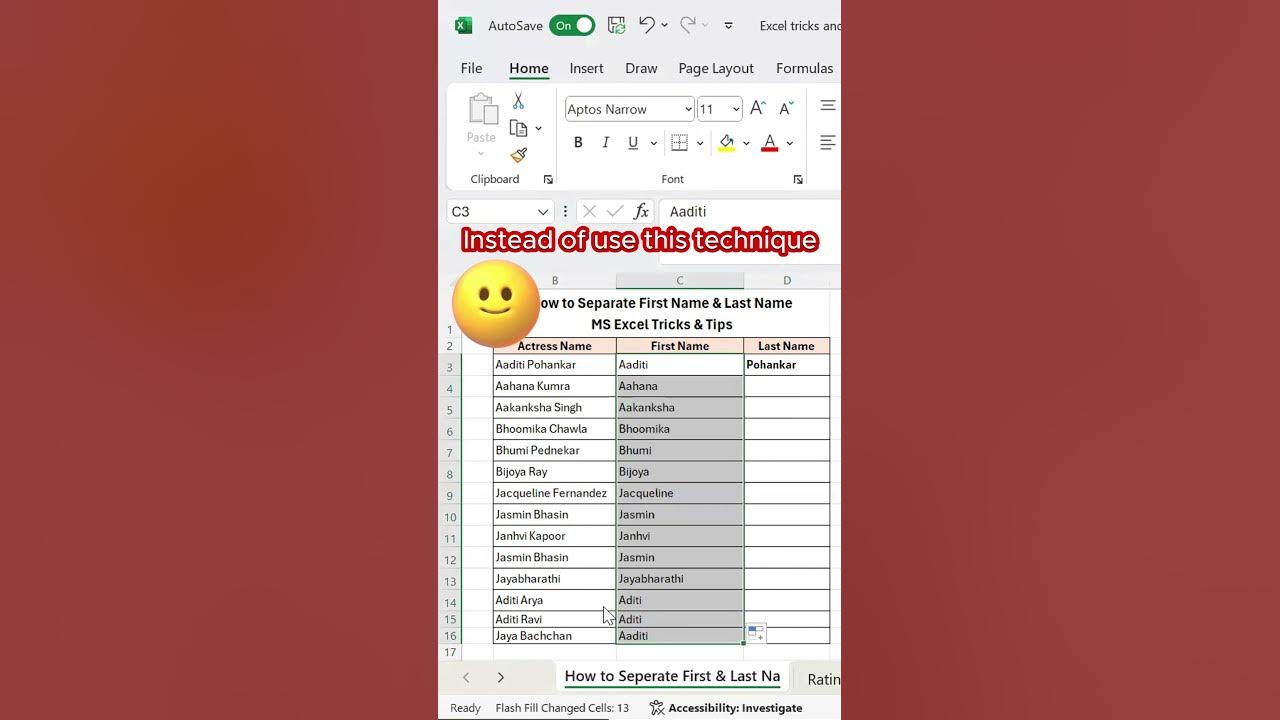 Dont Separate First And Last Names Manually Shortfeed Excel Viral Excelworld