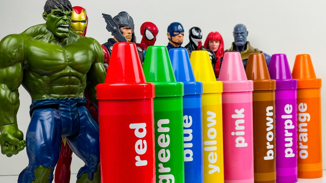 Marvel's Spider-Man CRAYONS Unboxing ASMR: Spiderman, Hulk,Thor, Iron ...