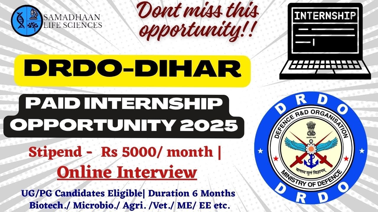 DRDO DIHAR Internship 2025: Get Ready for a ₹5000/Month PAID ...