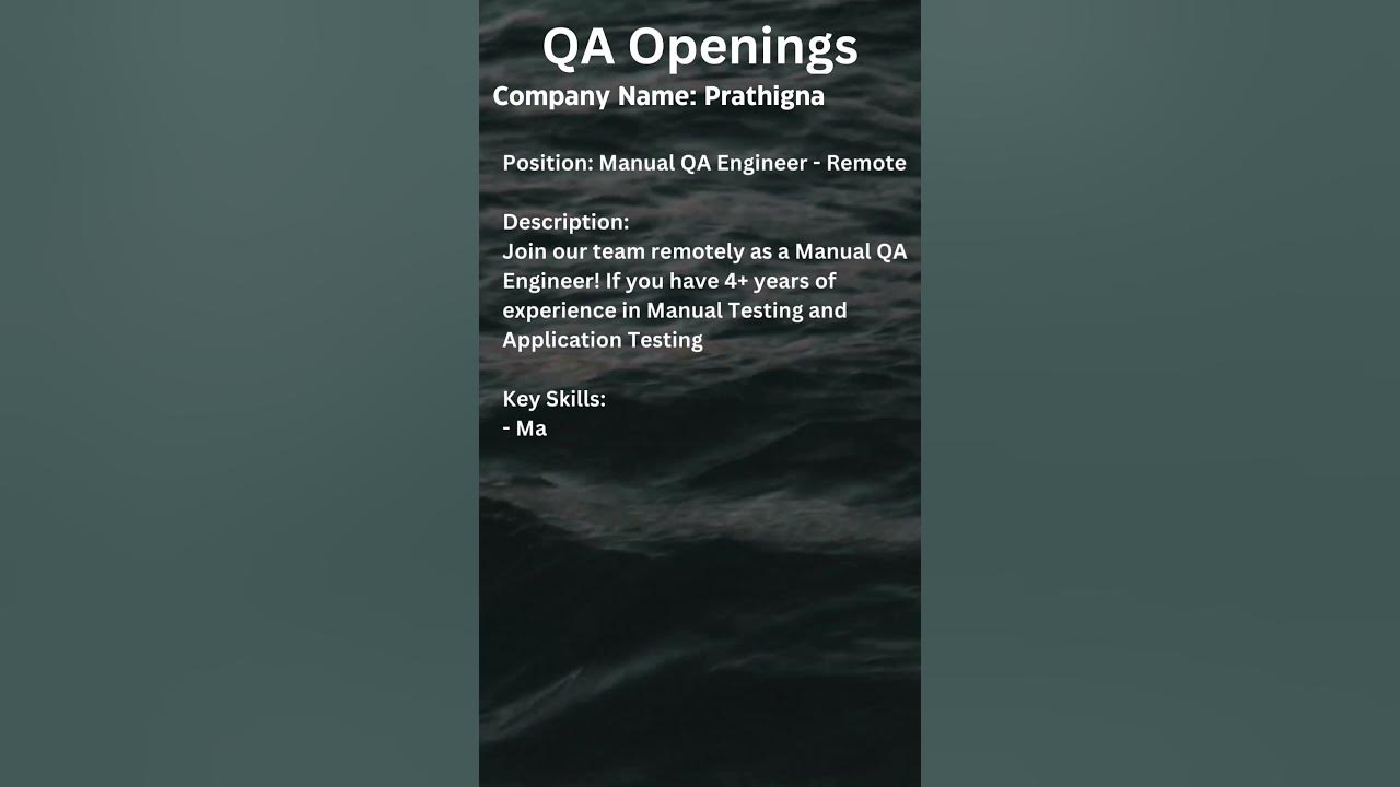 Qa Job Opening For Automation Testers Selenium Manualtesting Viral Automation Qa Ytshorts