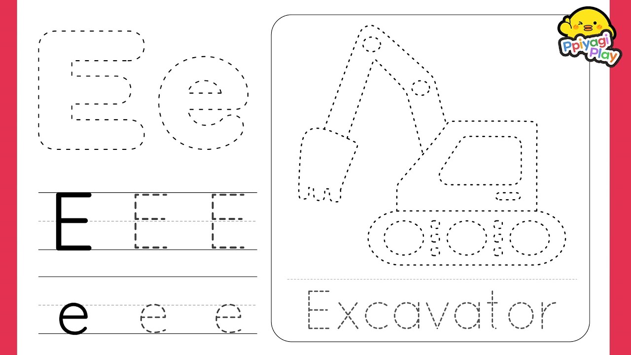 그림 그리고 색칠하며 알파벳 E로 시작하는 영어 단어 Excavator 배우기 Learn The Alphabet E Word