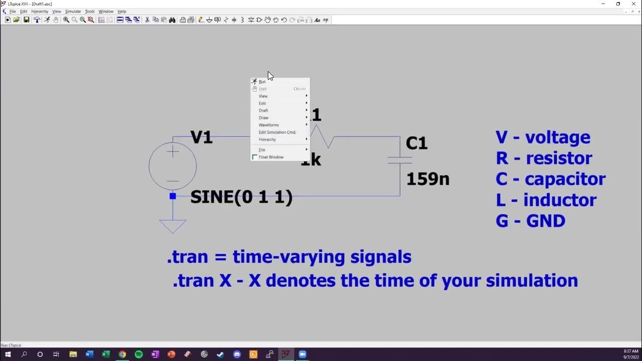 Running a transient simulation in LTSPICE - YouTube