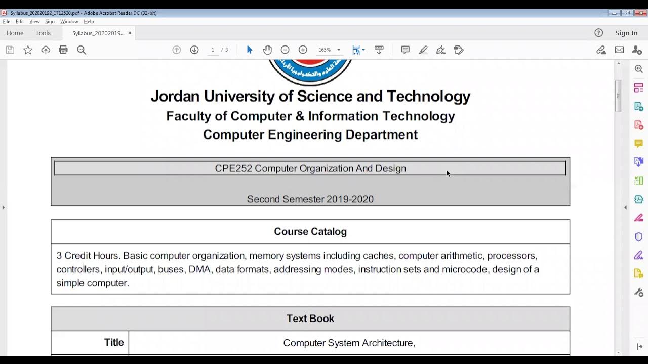CPE252 Syllabus and Welcome Message - Computer Organization And Design ...