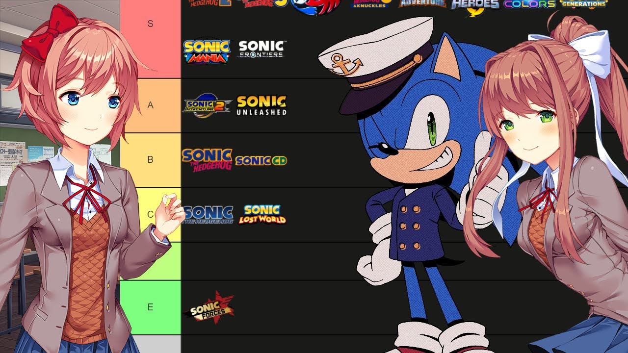 Monika, Sayori and Sonic make a tier list of his main series games ...