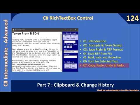 C# RichTextBox Control | Part 7 - Copy, Paste, Undo, Redo | C# Advanced ...