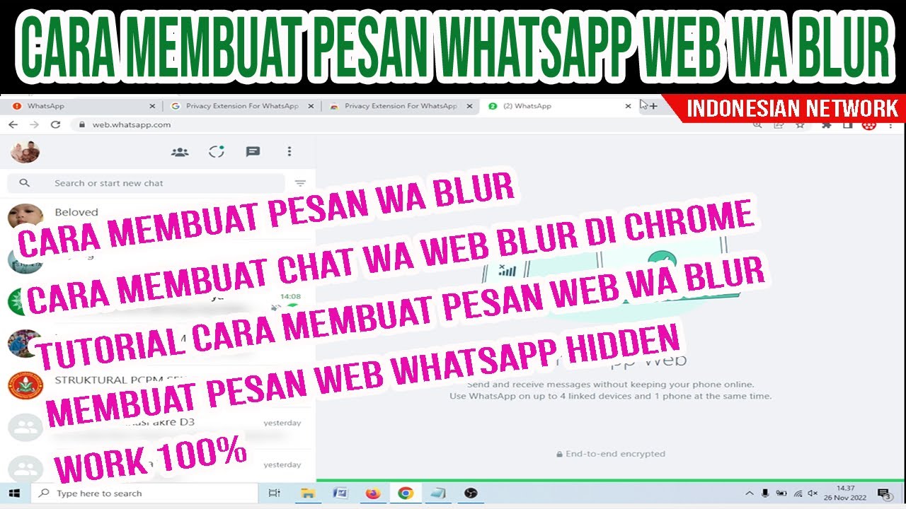 CARA MEMBUAT PESAN WA BLUR | CARA MEMBUAT CHAT WA WEB BLUR DI CHROME ...