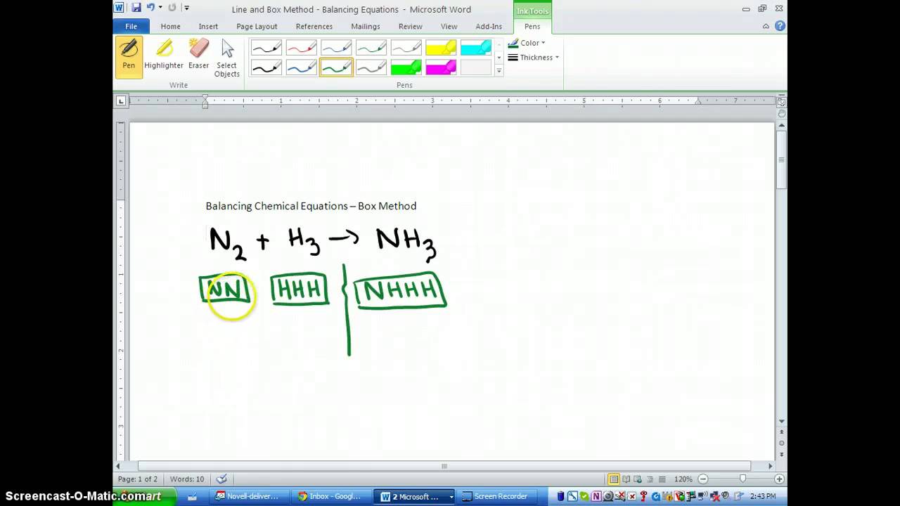 Balancing Chemical Equations - Box Method - YouTube