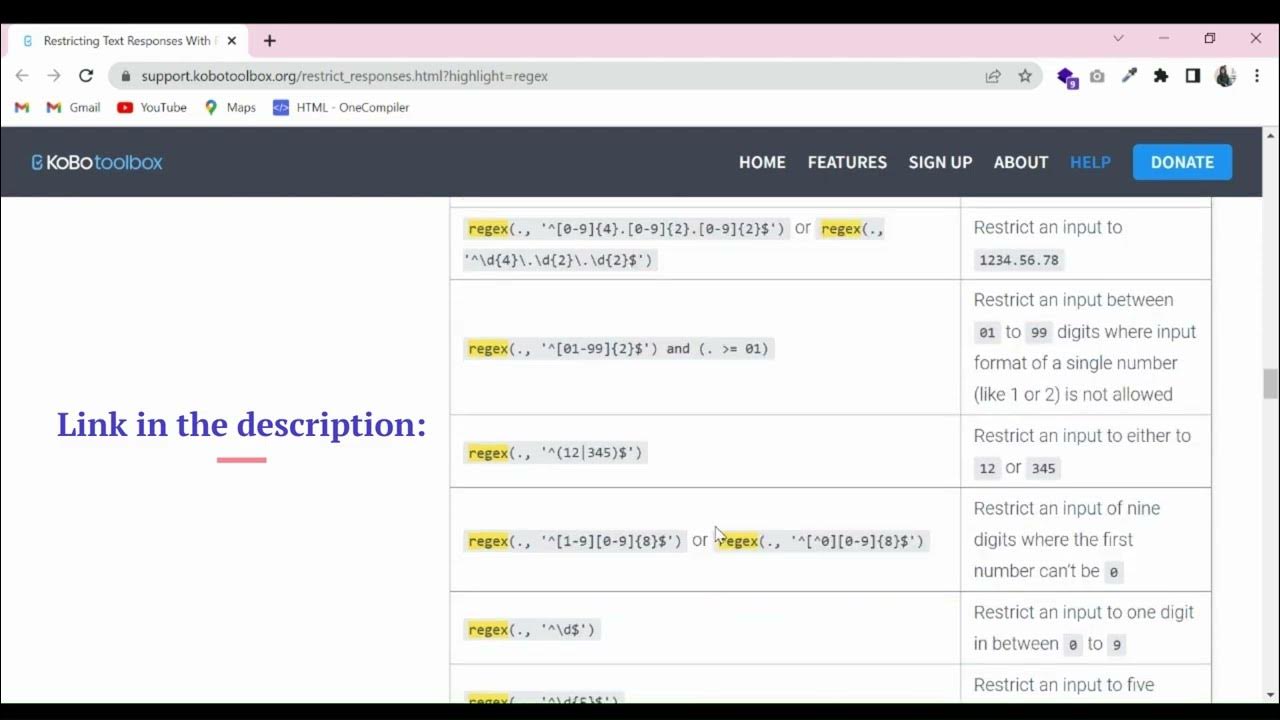 Validating Data Collection Forms in KoboToolbox using Regular Expressions - YouTube