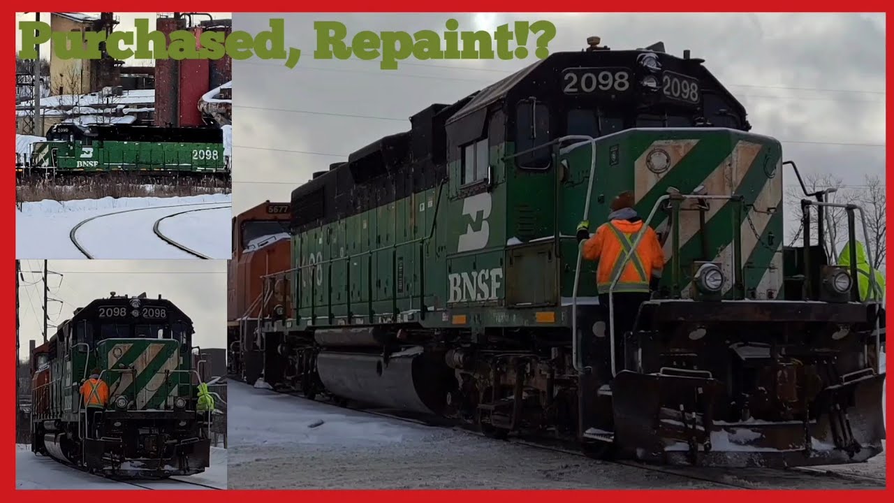 The FINAL Movement Of A BNSF GP38-2 In BN Cascade Green Paint on CN ...