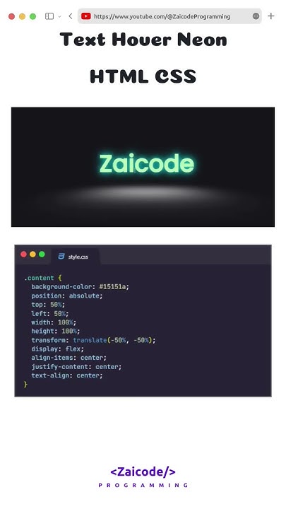 Text Hover Neon Text Hovereffect Html Css Code Programming Html5 Zaicode Shorts Youtube