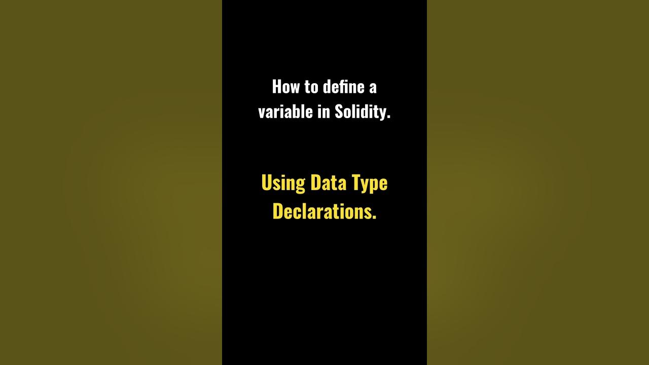 How To define a variable in solidity. #smartcontract #solidity # ...