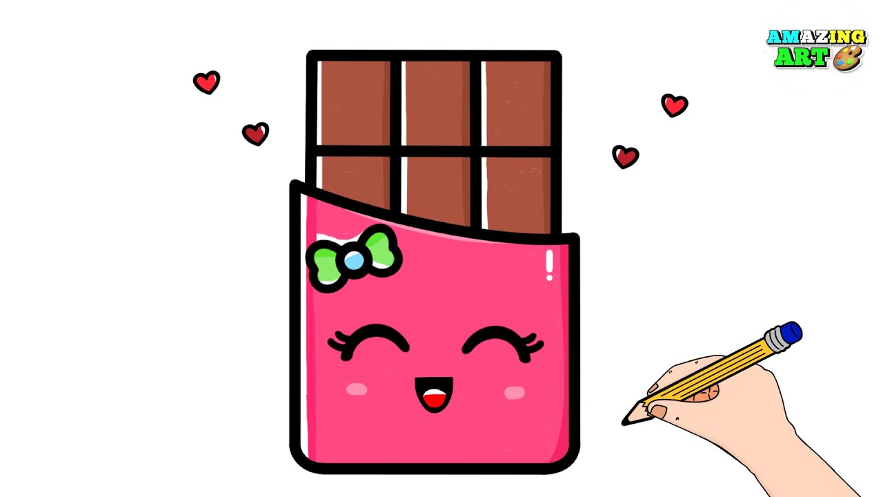 Cute Chocolate Bar's Drawing | How to draw a cute chocolate Drawing ...