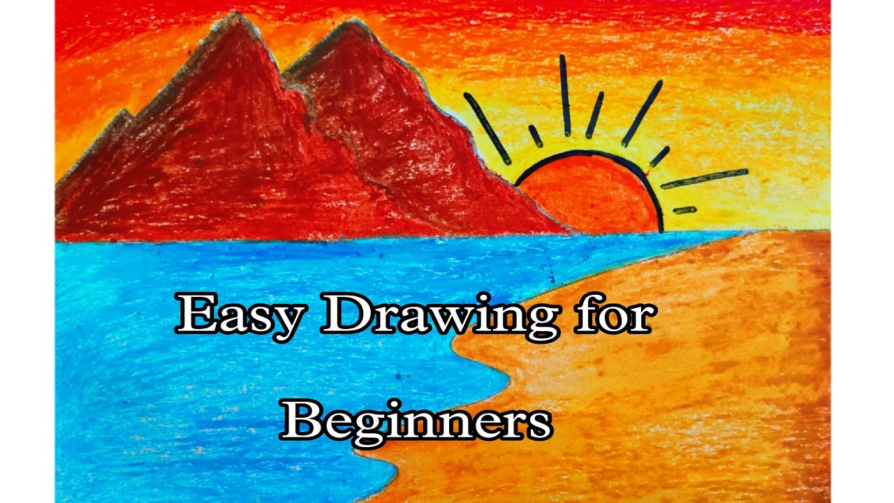 Very Easy Scenery Drawing For Beginners || Scenery Drawing with pencil ...