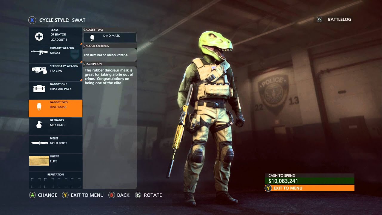 Battlefield Hardline DINO MASK & WOLF MASK UNLOCKED!! $10 MIL - YouTube