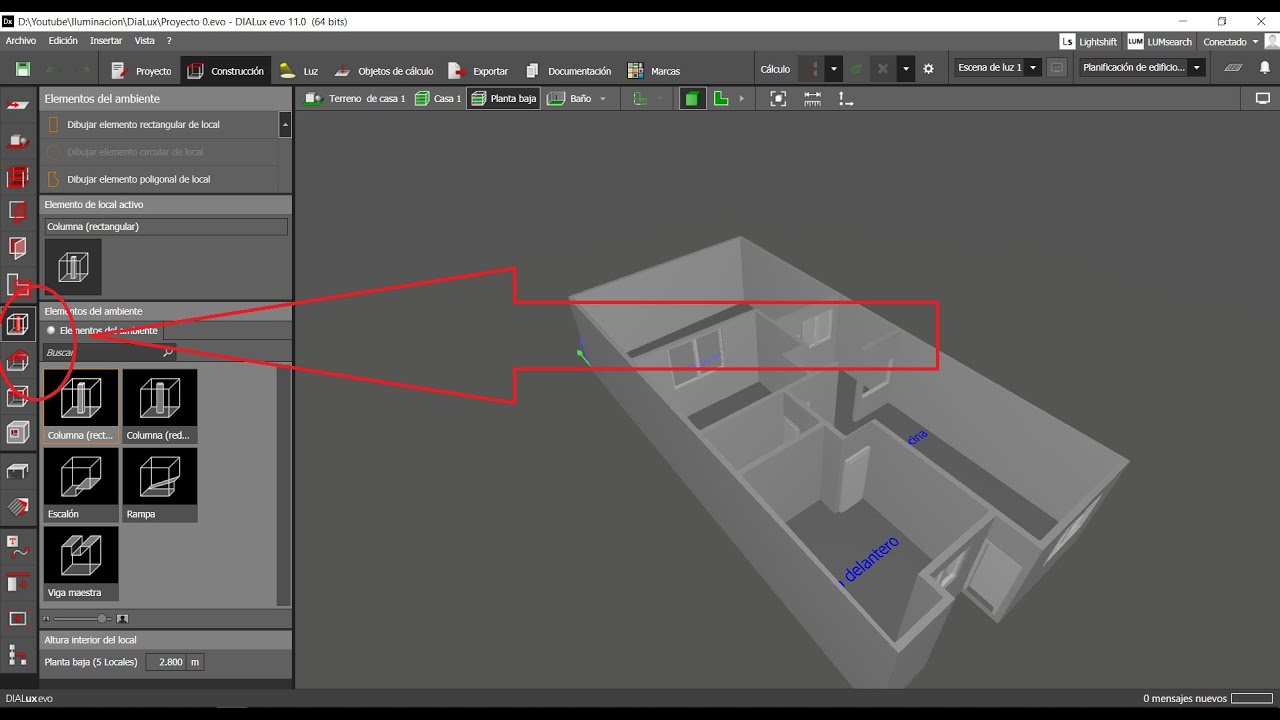 006 | Columnas, rampas escaleras y techos en DIALux evo - YouTube